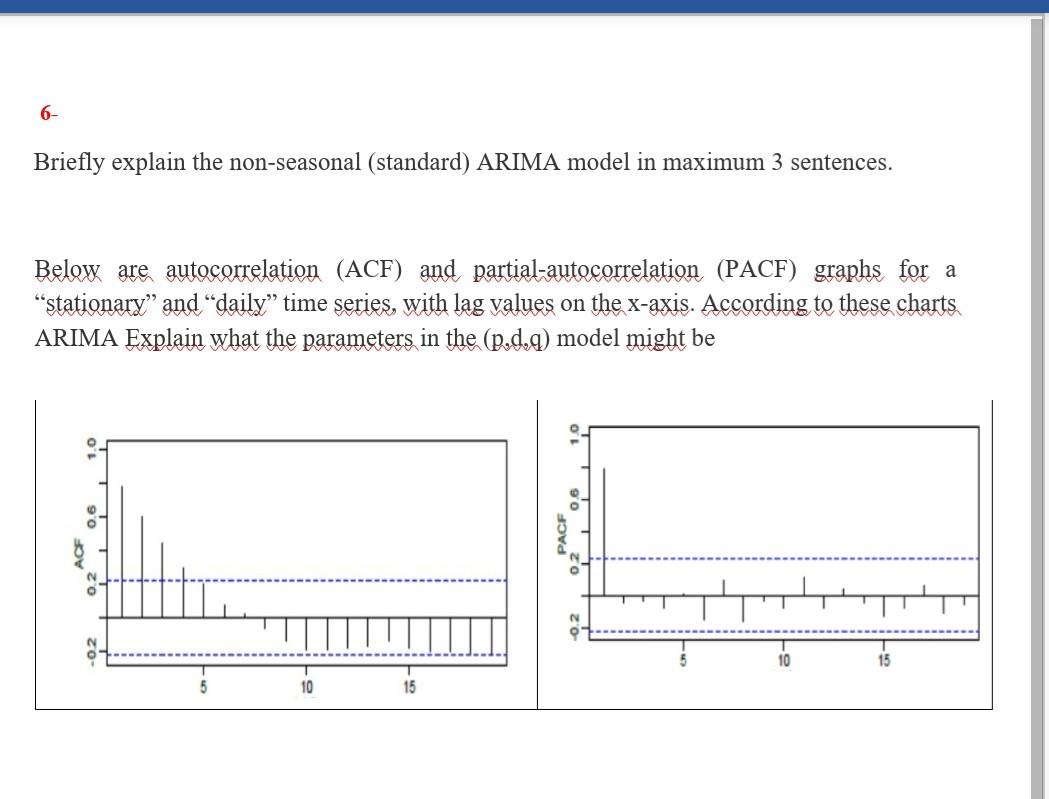 Solved 6- Briefly explain the non-seasonal (standard) ARIMA | Chegg.com