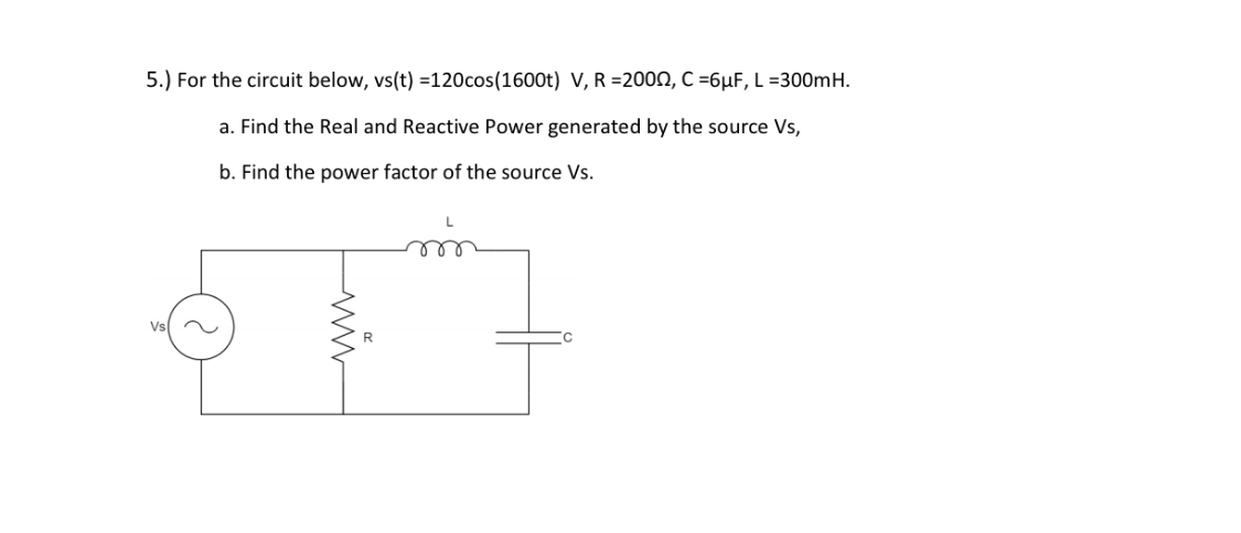 Solved 5.) ﻿For the circuit below, | Chegg.com