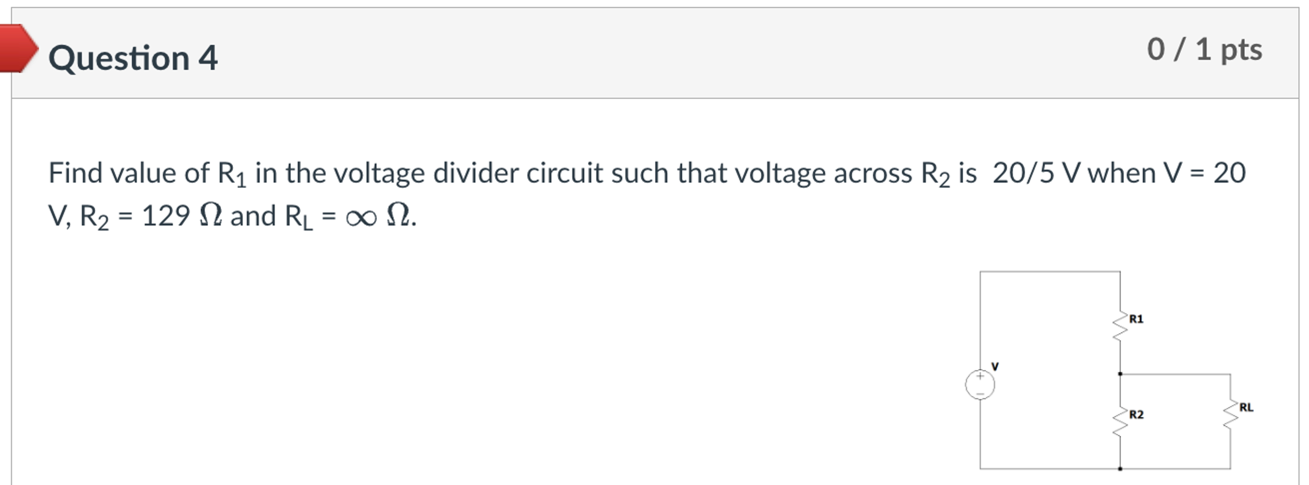 Solved Question 4Find value of R1 ﻿in the voltage divider | Chegg.com