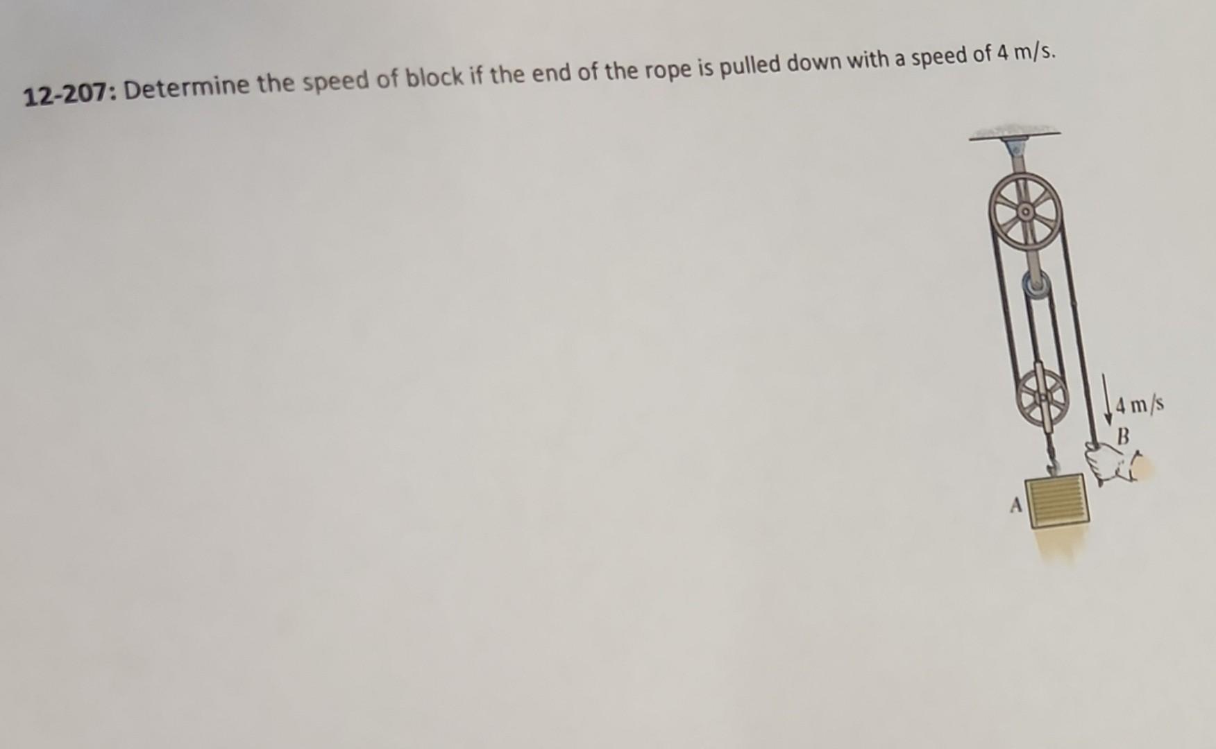 Solved 12-207: Determine the speed of block if the end of | Chegg.com