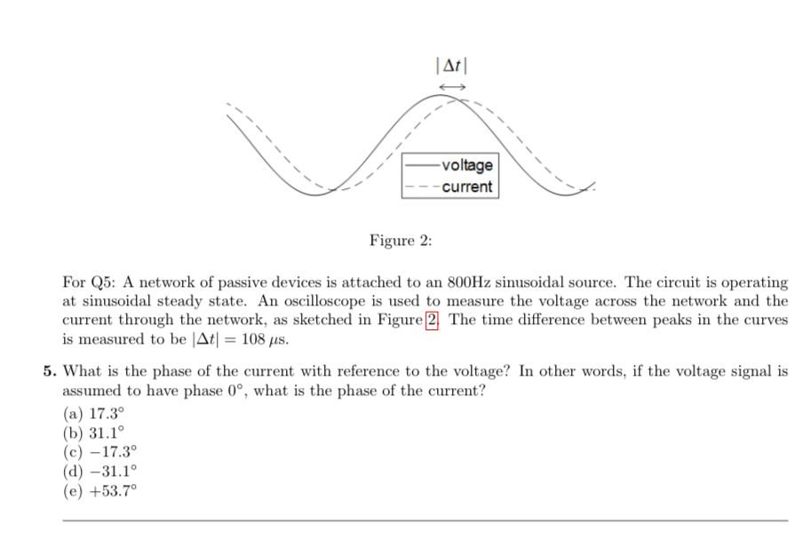 Solved For Q5: A network of passive devices is attached to | Chegg.com