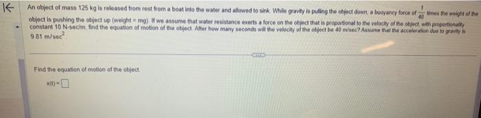 Solved An object of mass 125 kg is released from rest from a | Chegg.com