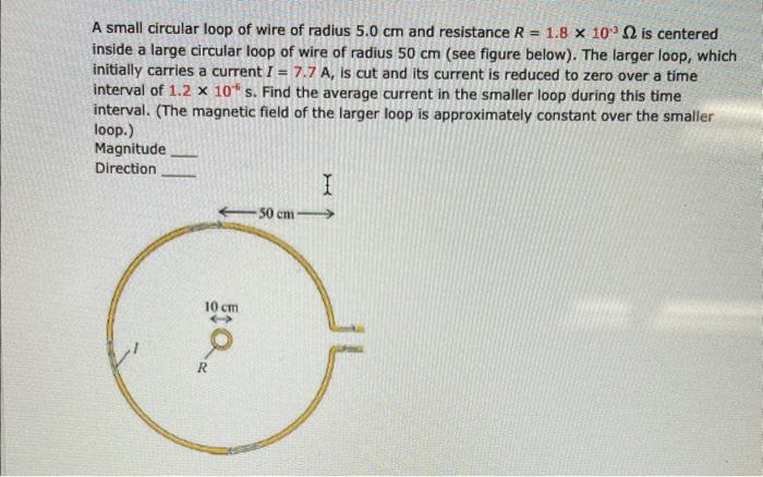 Solved A small circular loop of wire of radius 5.0 cm and | Chegg.com