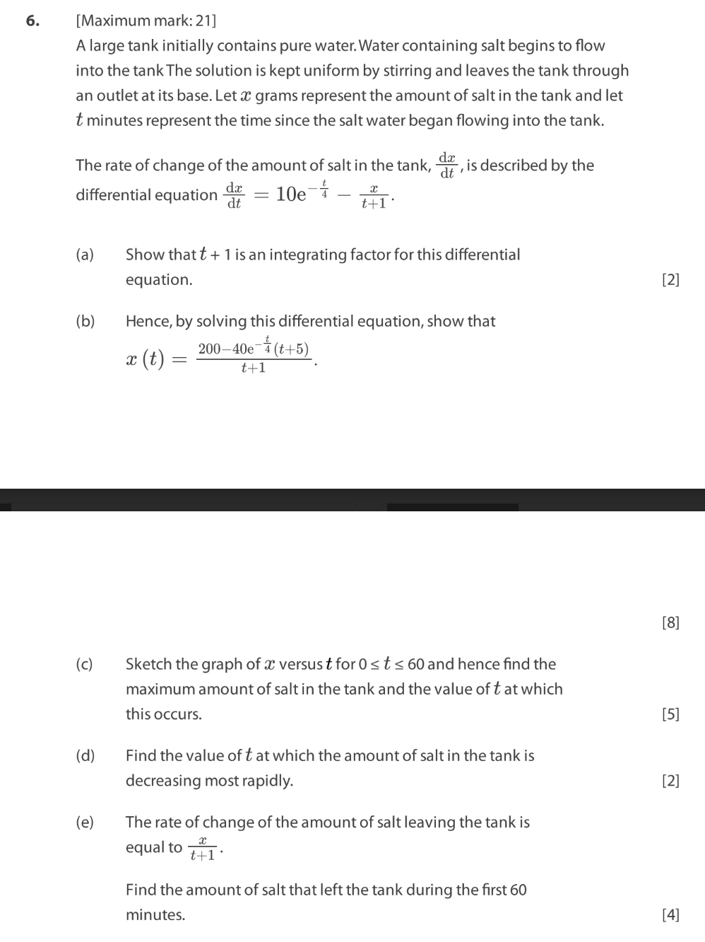 Solved [Maximum mark: 21] ﻿A large tank initially contains | Chegg.com