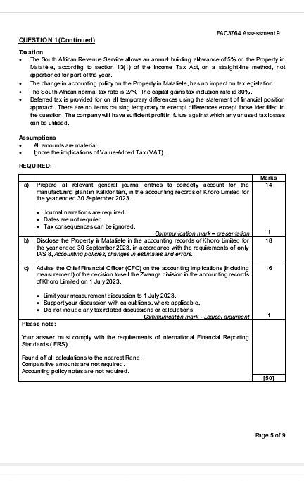 Solved FAC 3764 Assessment 9 QUESTION 2 (Continued) 15. The | Chegg.com