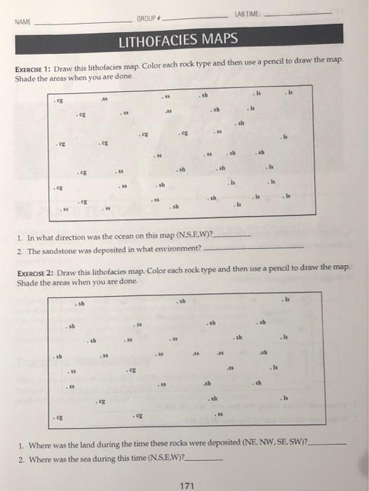 Solved LABTIME NAME GROUP LITHOFACIES MAPS EXERCISE 1: Draw | Chegg.com
