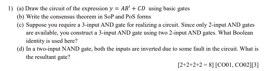 Solved (a) ﻿Draw the circuit of the expression y=AB'+CD | Chegg.com