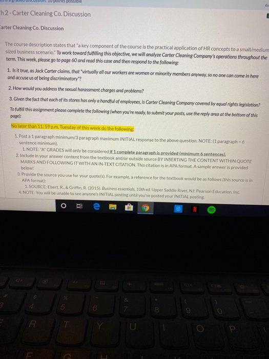 du points possible h2-Carter Cleaning Co. Discussion | Chegg.com