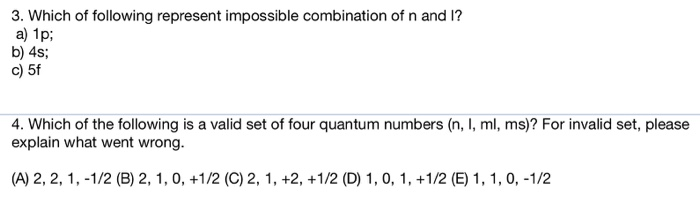Solved 3. Which of following represent impossible | Chegg.com
