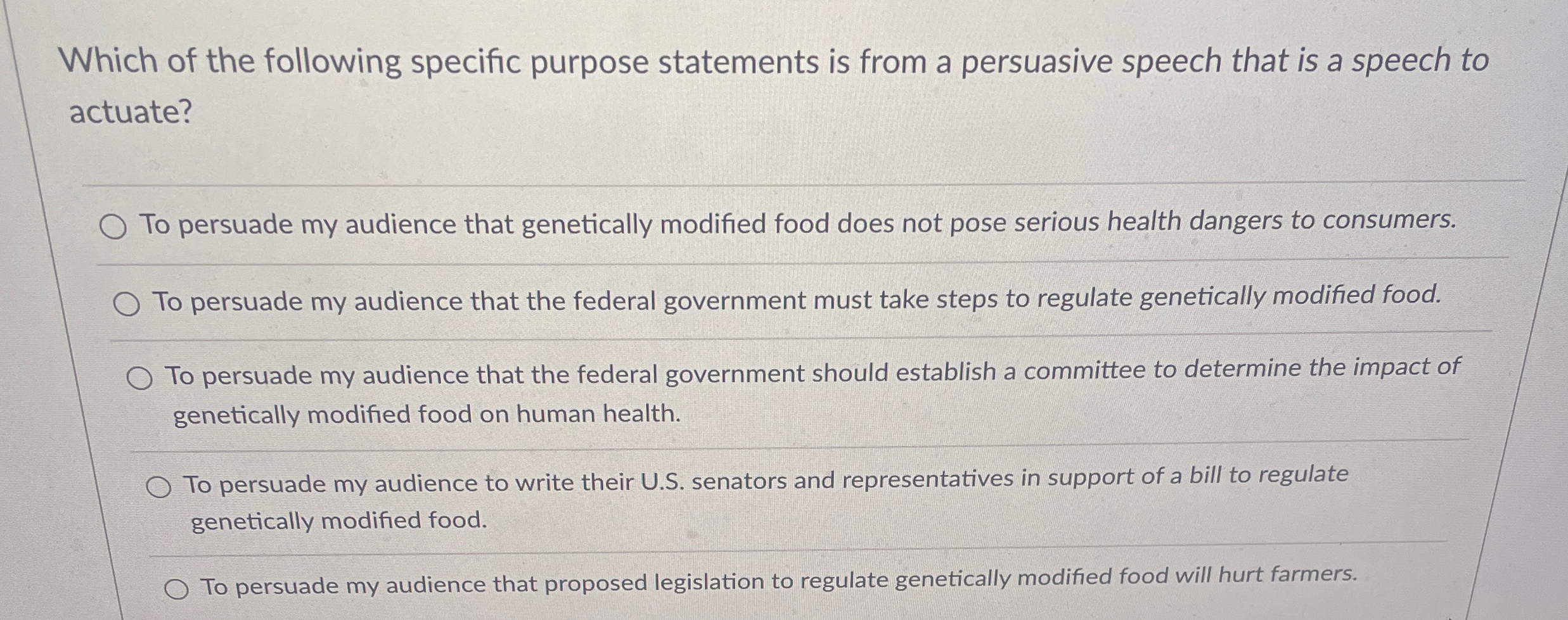 Solved Which of the following specific purpose statements is | Chegg.com