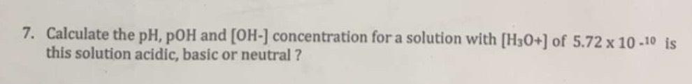 Solved Calculate the pH,pOH and OH- ﻿concentration for a | Chegg.com