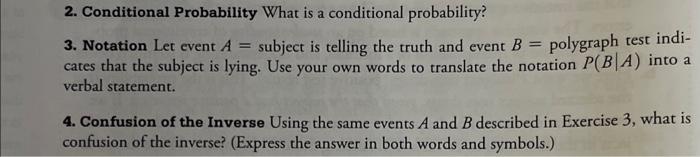 Solved 2. Conditional Probability What is a conditional | Chegg.com