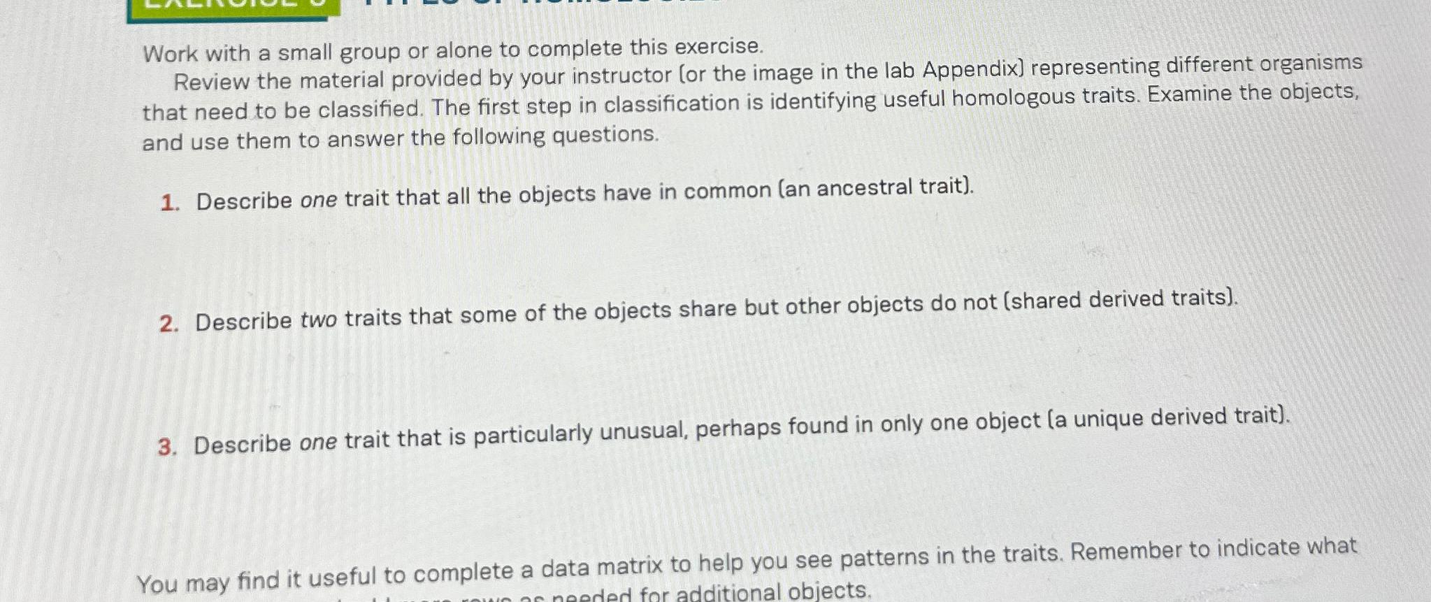 Solved Work with a small group or alone to complete this | Chegg.com