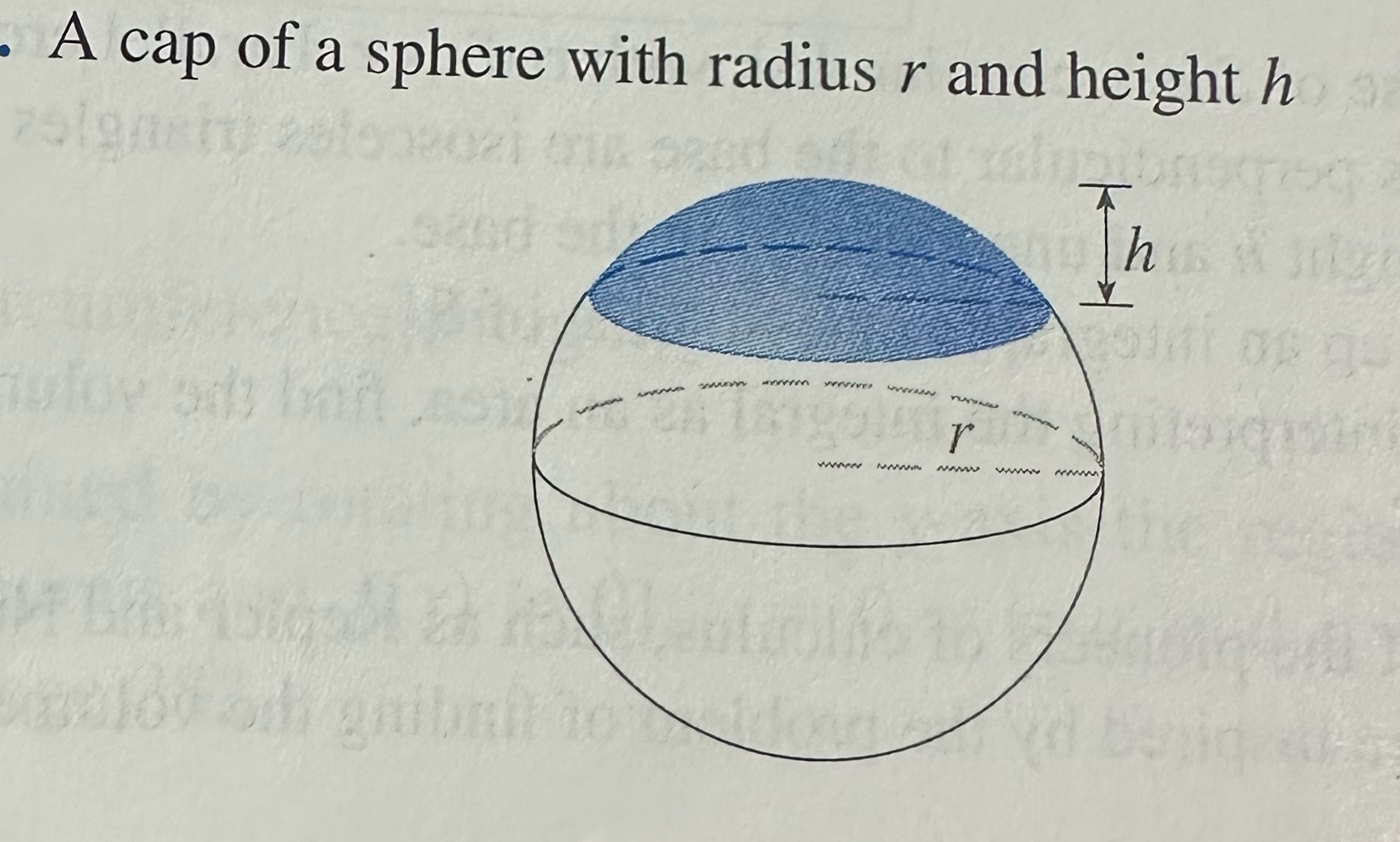 Solved Find the volume of the described solid:A cap of a | Chegg.com