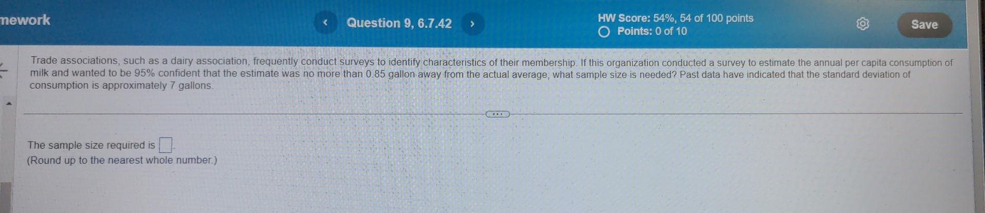 Solved Question 9, 6.7.42 HW Score: 54%,54 of 100 points | Chegg.com