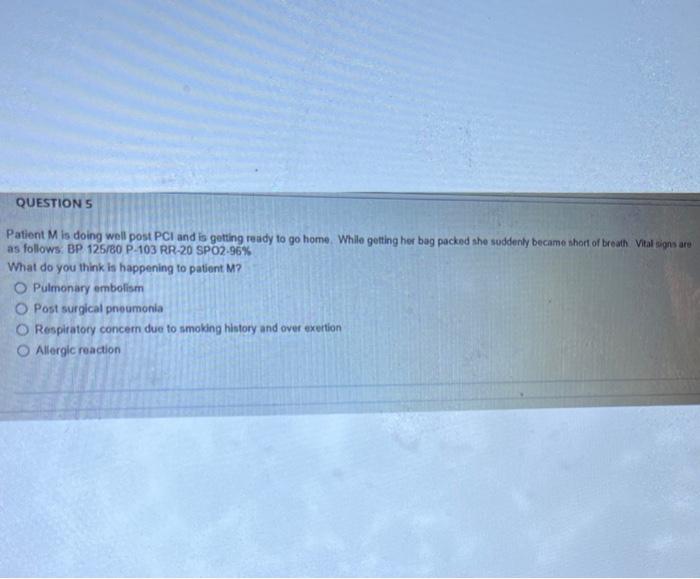 Solved Pationt M is doing well post PCl and is geting ready | Chegg.com