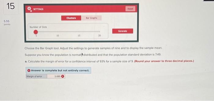 Solved 15 SETTINGS Reset Clusters Bar Graphs 5.55 points | Chegg.com