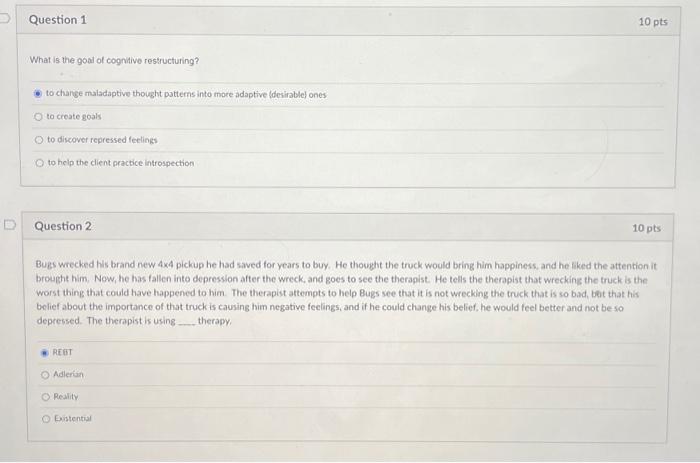 Solved What is the goal of cognitive restructuring? to | Chegg.com