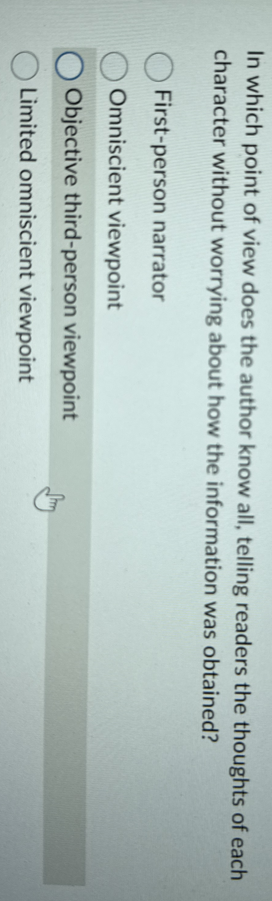 Solved In which point of view does the author know all, | Chegg.com