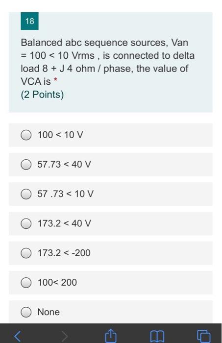 Solved 18 Balanced abc sequence sources, Van = 100