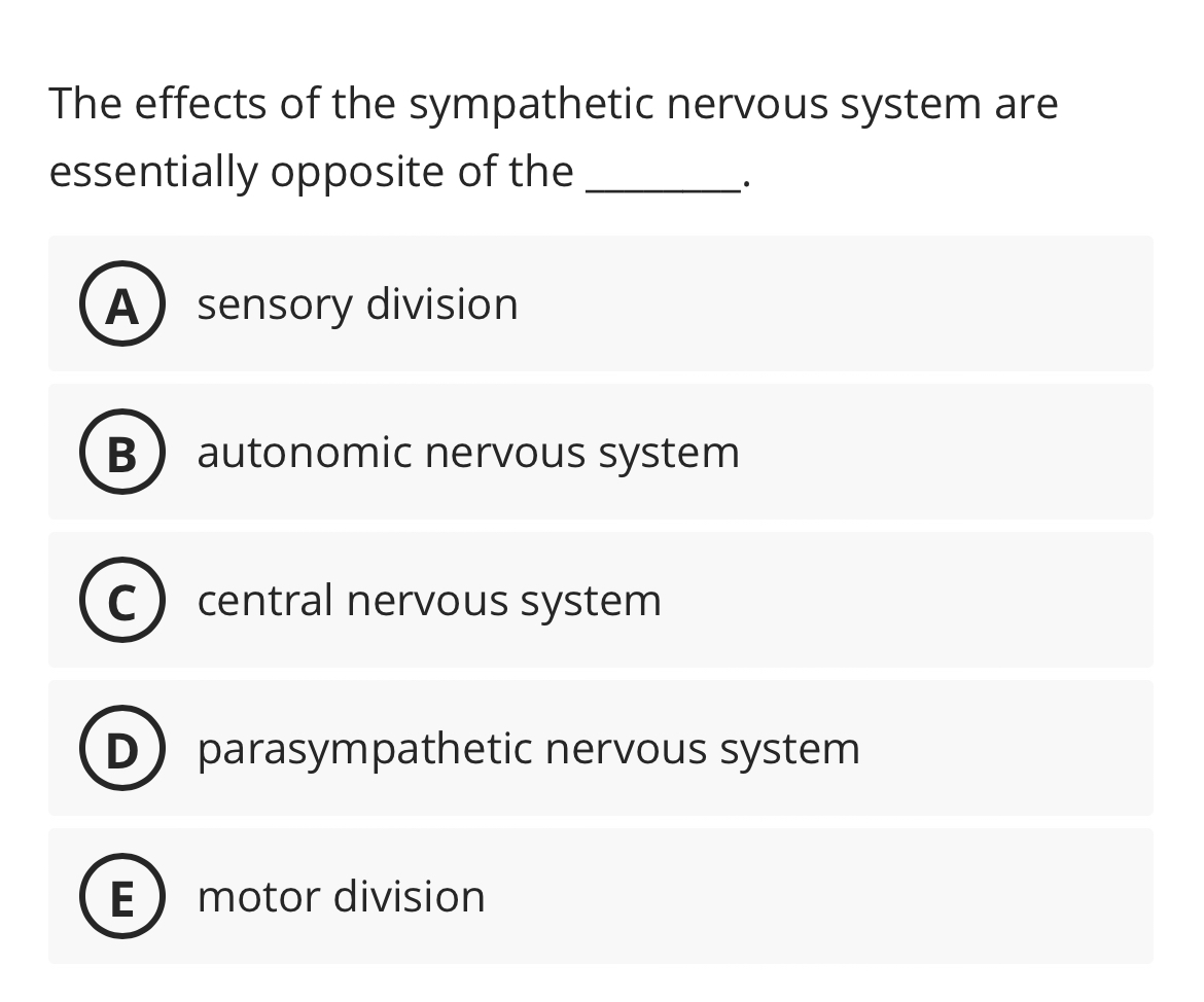 Solved The effects of the sympathetic nervous system | Chegg.com