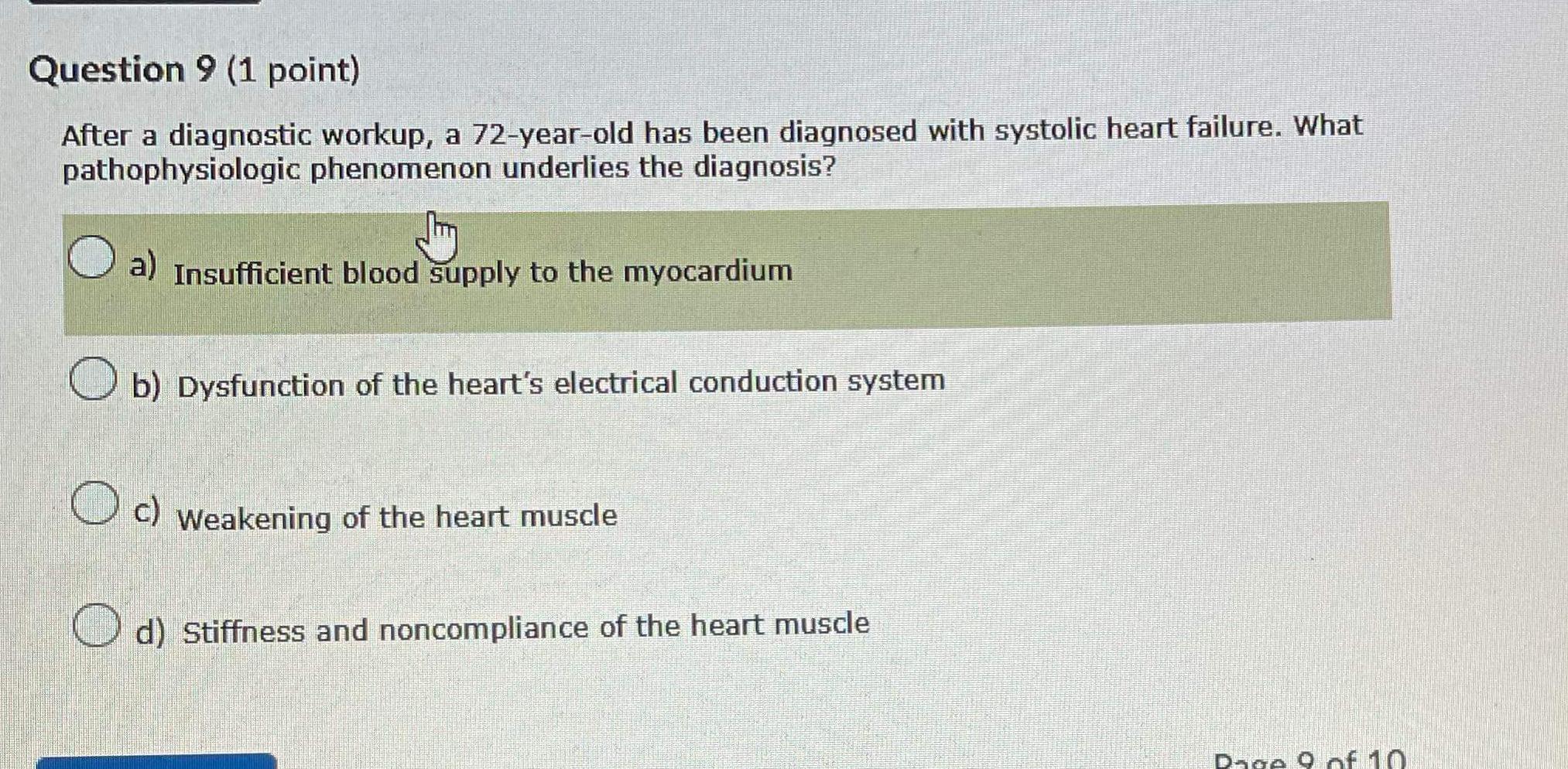 Solved Question 9 (1 ﻿point)After a diagnostic workup, a | Chegg.com