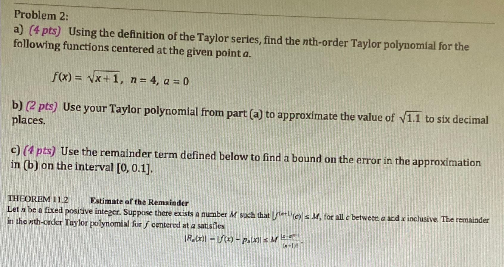 Solved Problem 2:a) ( 4 ﻿pts) ﻿Using the definition of the | Chegg.com