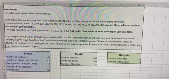H Instructions: This is the same spreadsheet model | Chegg.com