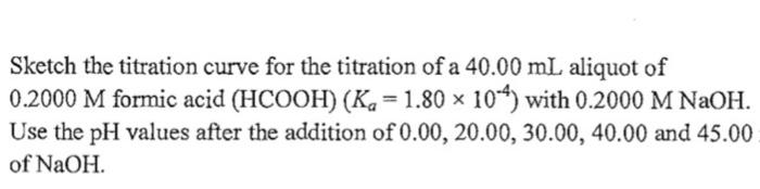 Solved Sketch the titration curve for the titration of a | Chegg.com