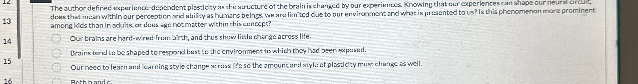 Solved The author defined experience-dependent plasticity as | Chegg.com