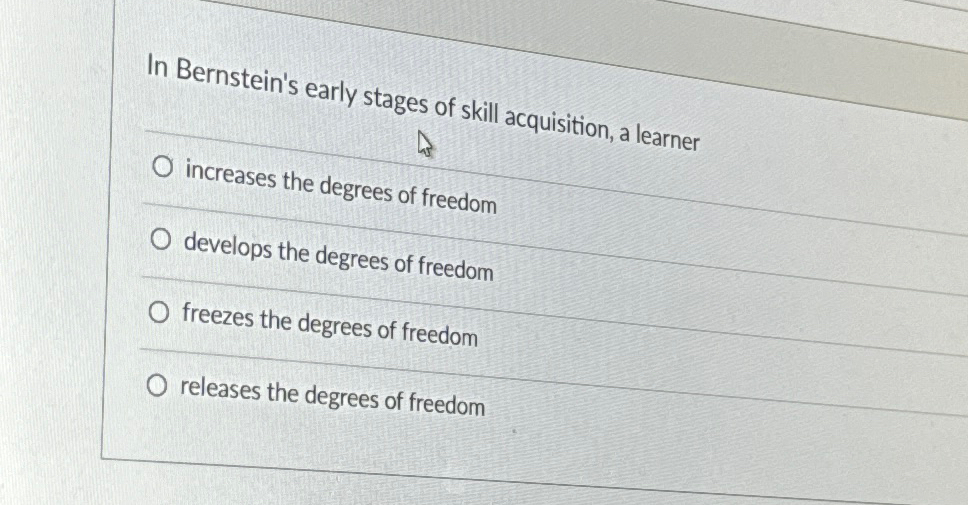Solved In Bernstein's early stages of skill acquisition, a | Chegg.com
