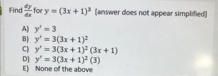 Solved Find dxdy for y=−342−5x [answer does not appear | Chegg.com