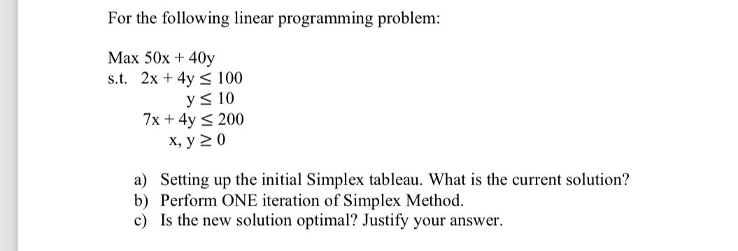 Solved For the following linear programming | Chegg.com