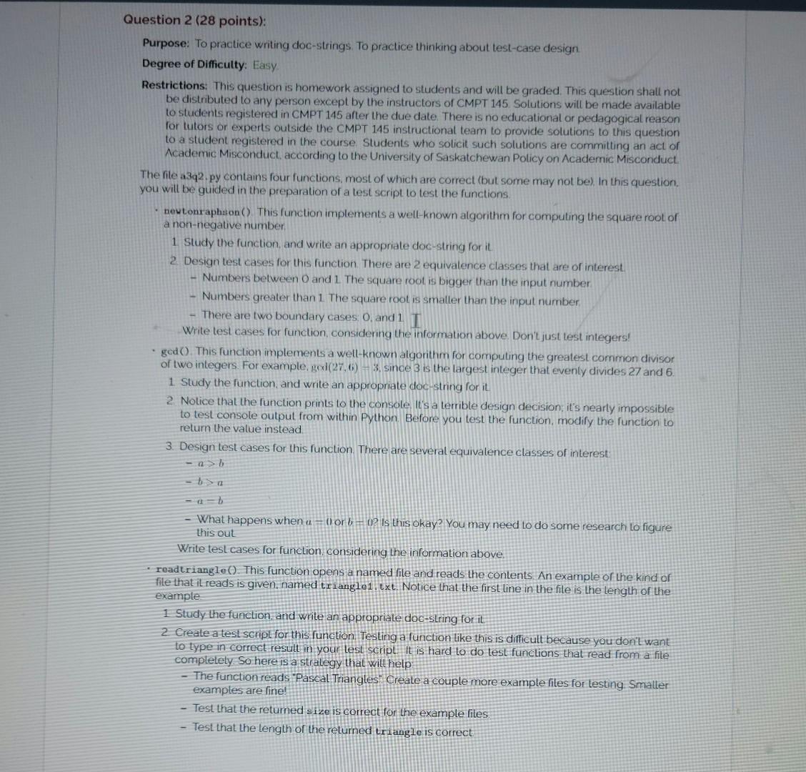 Solved Question 2 ( 28 points): Purpose: To practice writing | Chegg.com