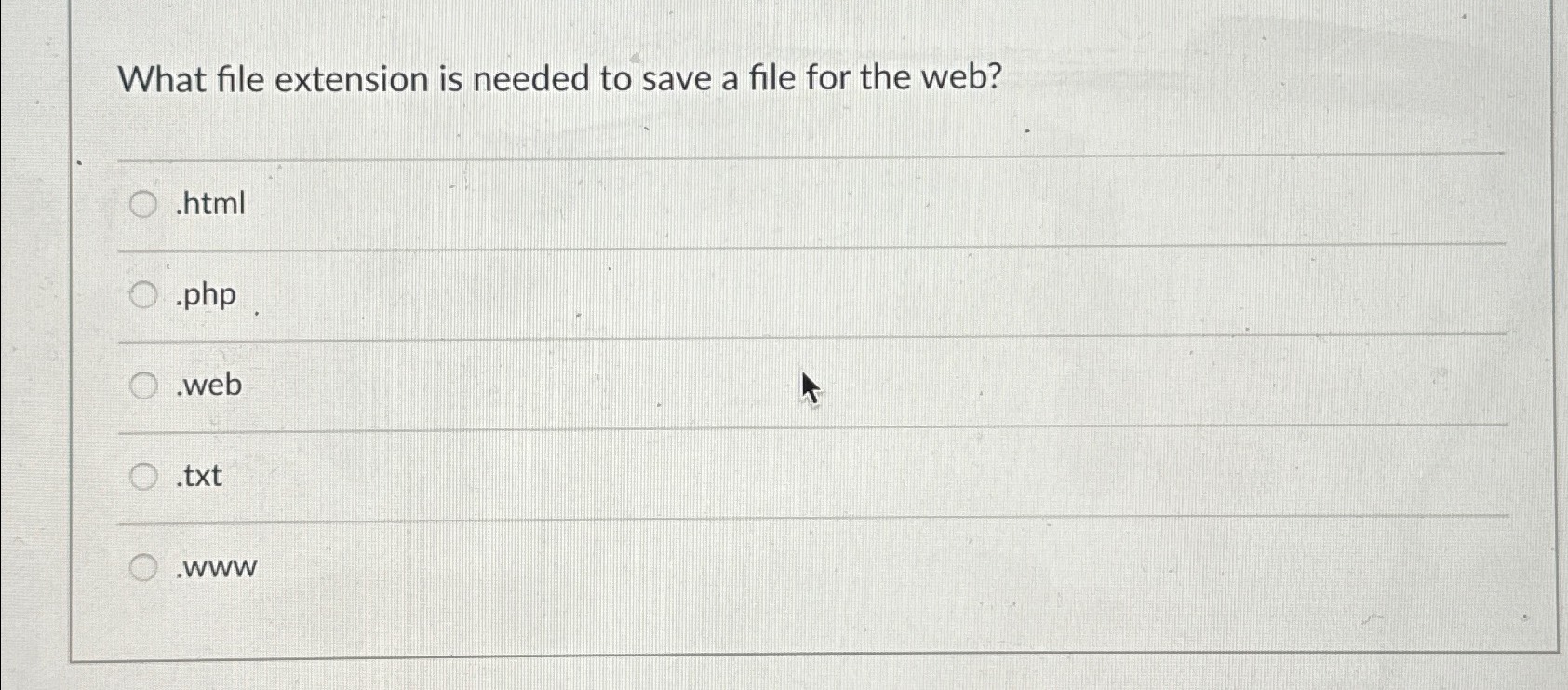 Solved What file extension is needed to save a file for the | Chegg.com