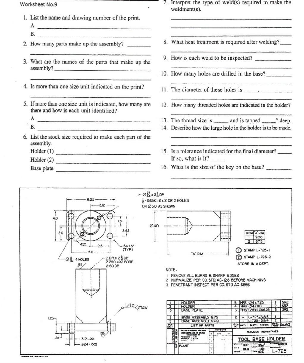 Solved Worksheet No.9 7. Interpret the type of weld(s) | Chegg.com