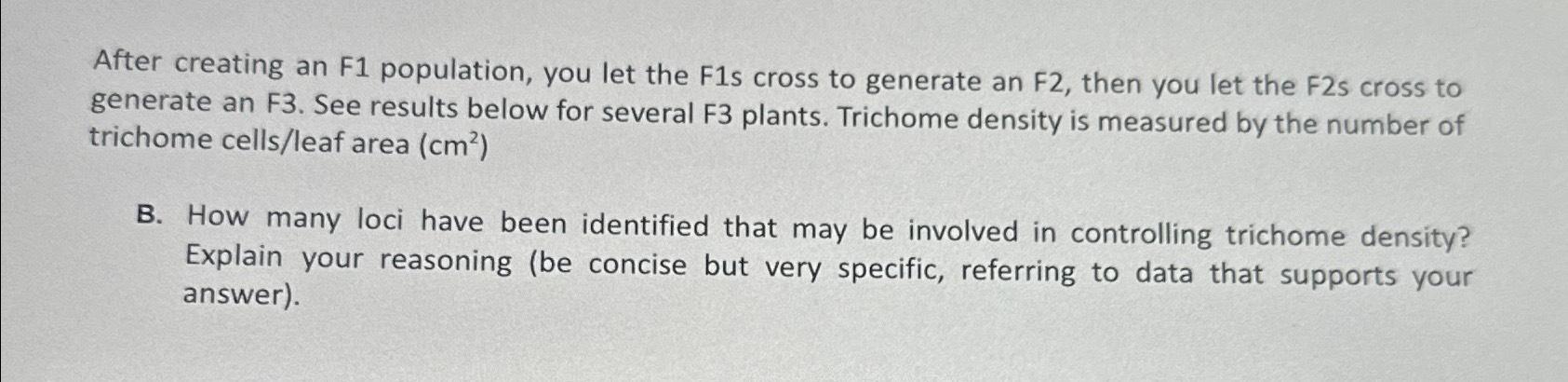 Solved After creating an F1 ﻿population, you let the F1s | Chegg.com