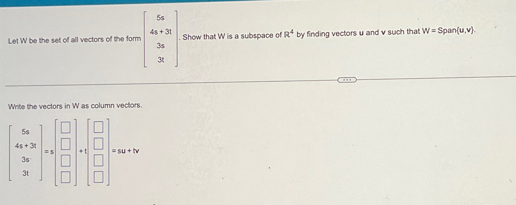 Solved Let W ﻿be the set of all vectors of the form | Chegg.com