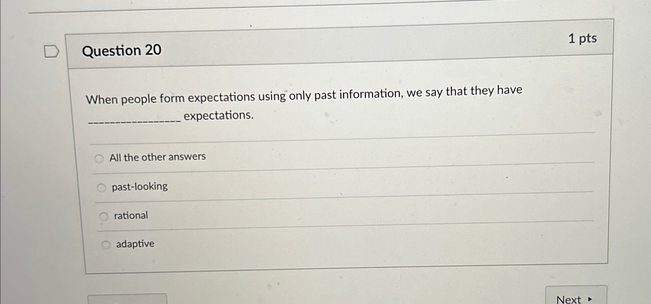 Solved Question 201 ﻿ptsWhen people form expectations using | Chegg.com