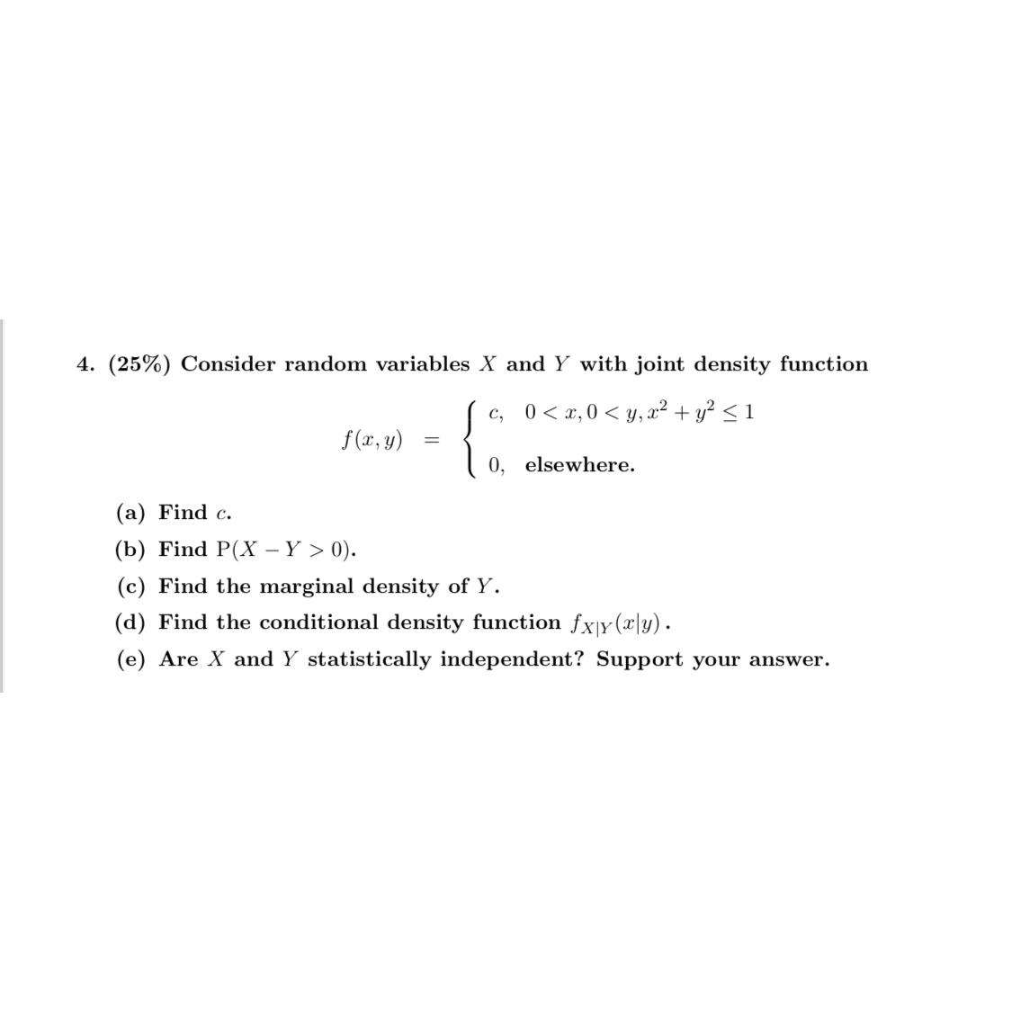 Solved (25%) ﻿Consider random variables x ﻿and Y ﻿with joint | Chegg.com