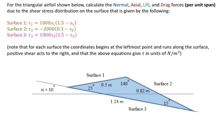 Solved For the triangular airfoil shown below, calculate the | Chegg.com