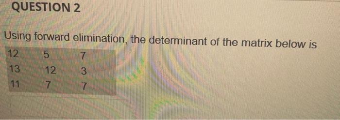 Solved Using forward elimination, the determinant of the | Chegg.com