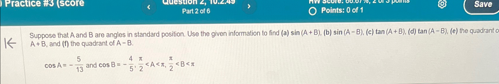 Solved Practice #3 (scorePart 2 ﻿of 6Points: 0 ﻿of 1Suppose | Chegg.com
