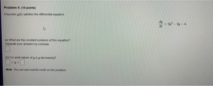 Solved A function y(t) satisfies the differential equation | Chegg.com