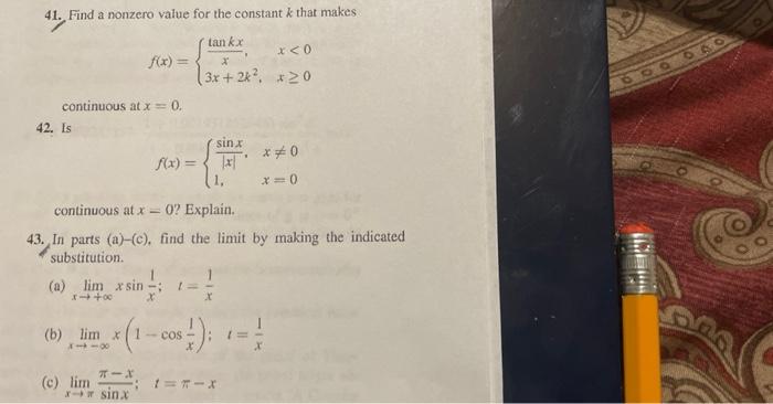 Solved 41. Find a nonzero value for the constant k that | Chegg.com