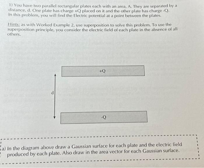 Solved 1) You have two parallel rectangular plates each with | Chegg.com
