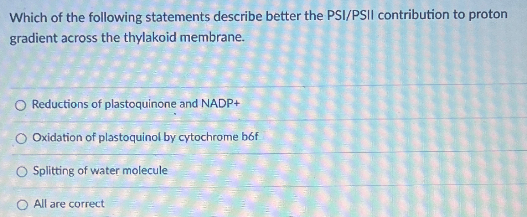 Solved Which of the following statements describe better the | Chegg.com