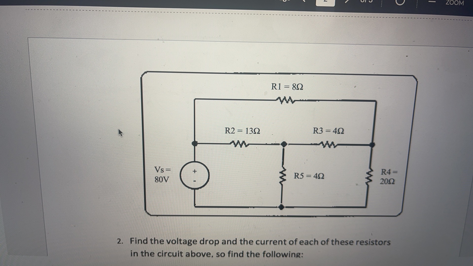 Solved Find the voltage drop and the current of each of | Chegg.com