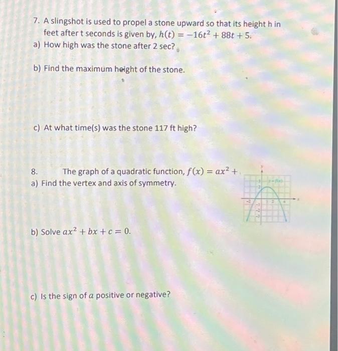 Solved 7. A slingshot is used to propel a stone upward so | Chegg.com