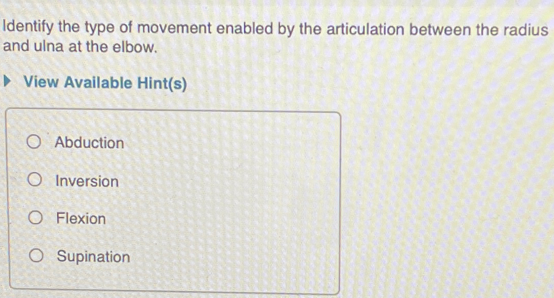 Solved Identify the type of movement enabled by the | Chegg.com